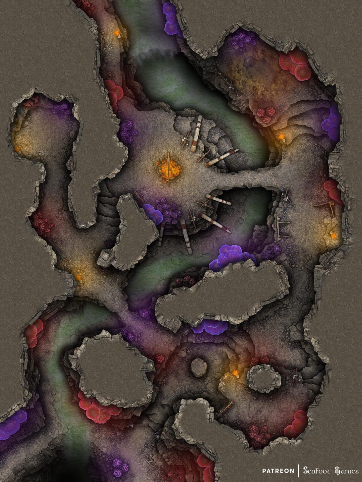 Free TTRPG Battlemap - Giant’s Underdark Lair • Seafoot Games