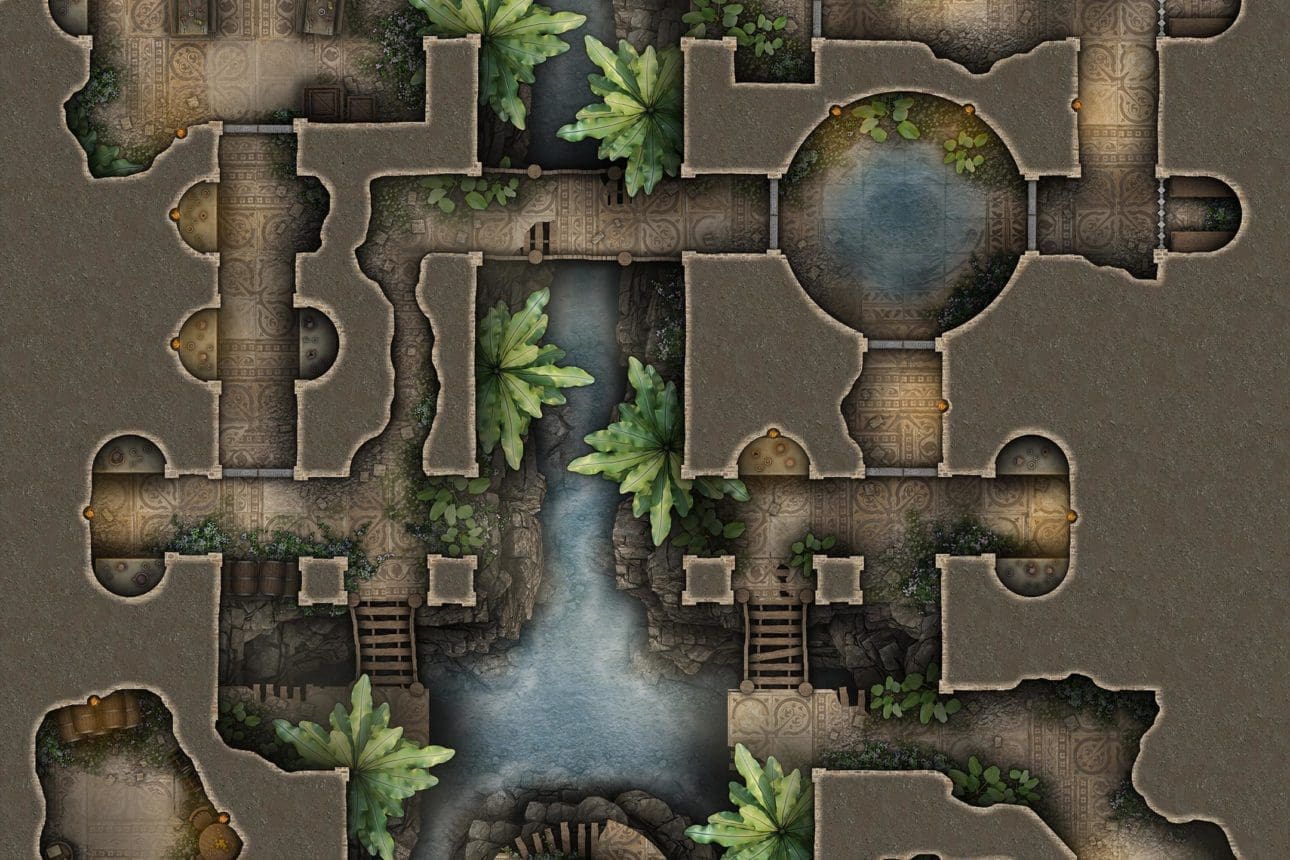 Free TTRPG Battlemap - Raider’s Ruined Temple of the Lost Ark