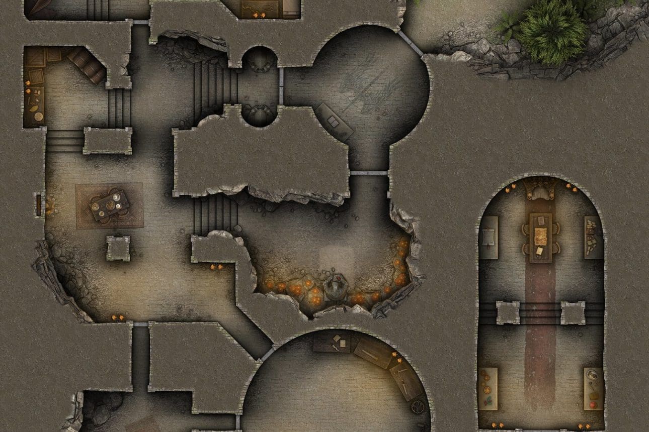 Free TTRPG Battlemap – Assassins Master Lair • Seafoot Games