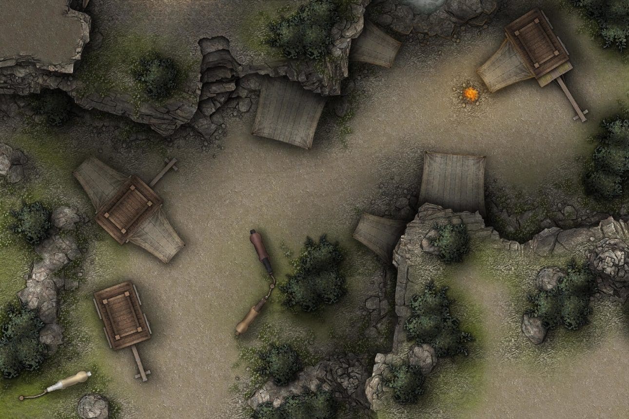 Free TTRPG Battlemap – Plains Caravan Camp • Seafoot Games