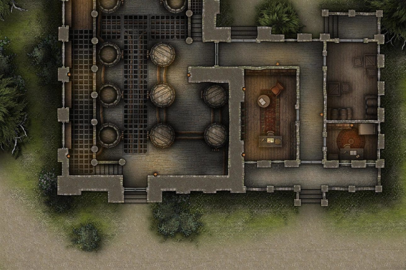 Free TTRPG Battlemap with Adventure –Fuzzington's Brewery