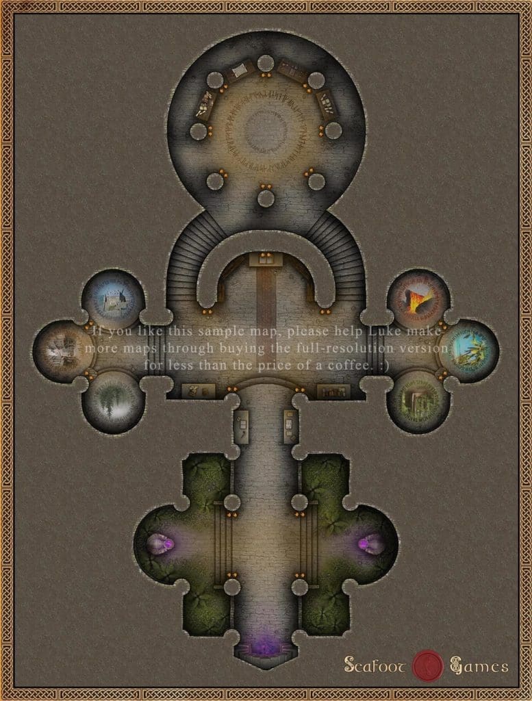 Wizard’s Portal Sanctuary 40x30 DnD Battlemap • Seafoot Games
