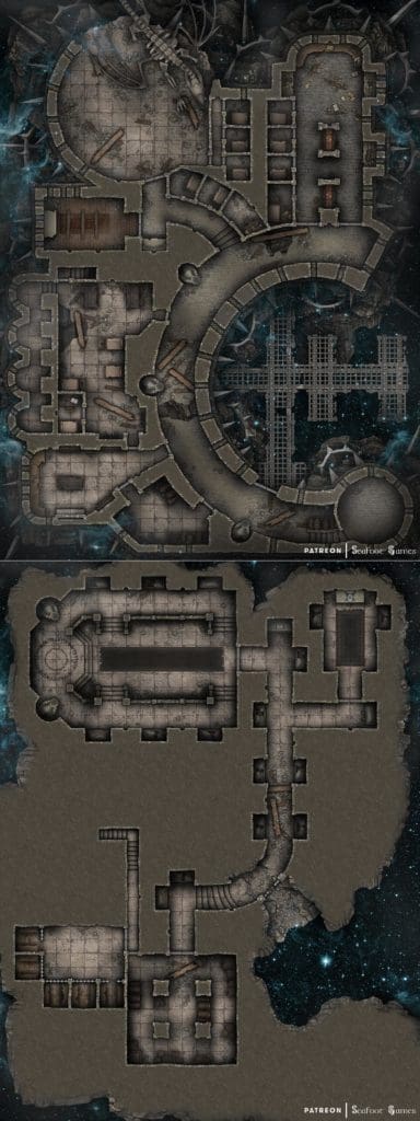 Ruined Castle of the Great Void Free Multi-Level DnD Battlemap + Adventure