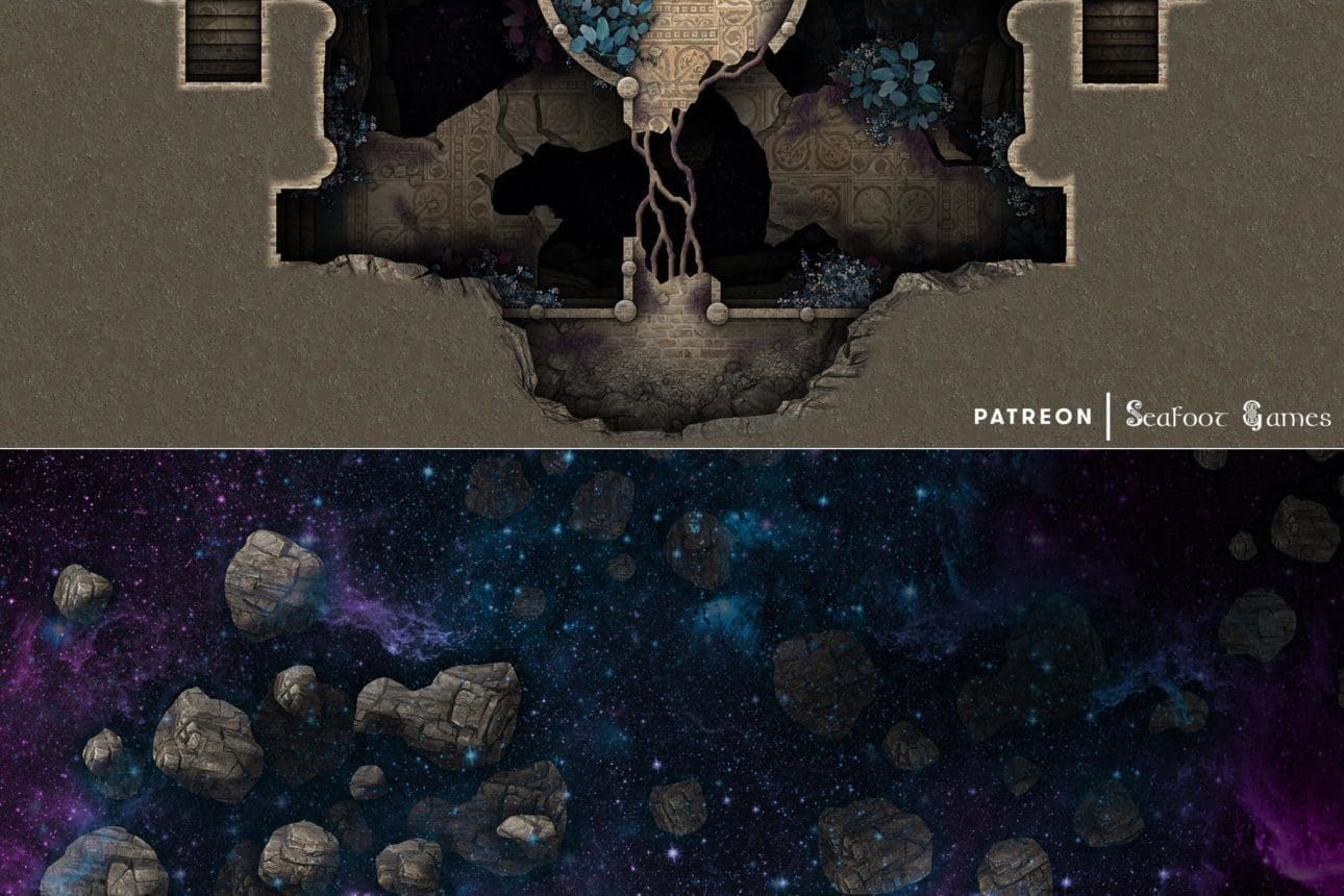 Ruined Temple of the Vast Beyond Free Multi-Level DnD Battlemap & Adventure