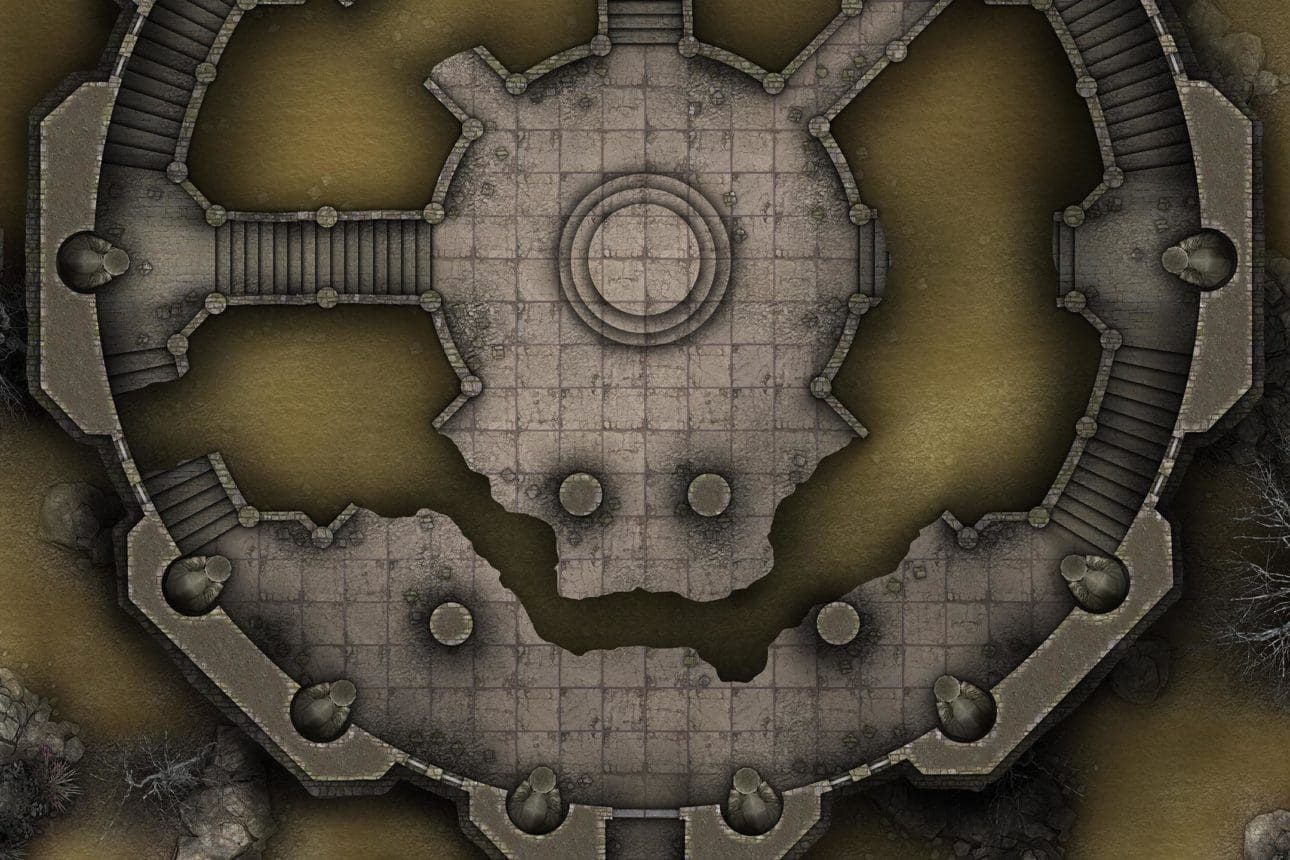 Swamp Ruins Camp Free 40×30 DnD Battlemap & Adventure