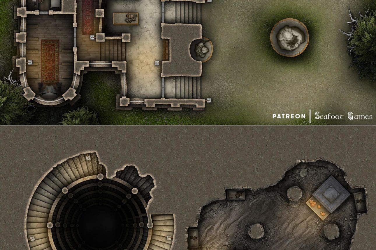 Wayfarers Temple Free 40x30 Multi-Level DnD Battlemap & Adventure