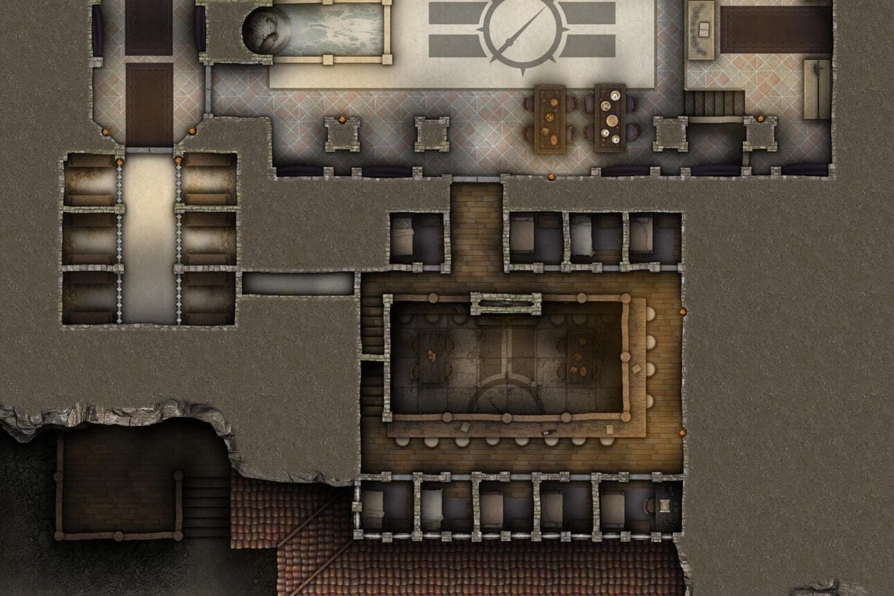 Black Lance Mercenary Guild Hall Free Multi-Level 40x30 DnD Battlemap ...