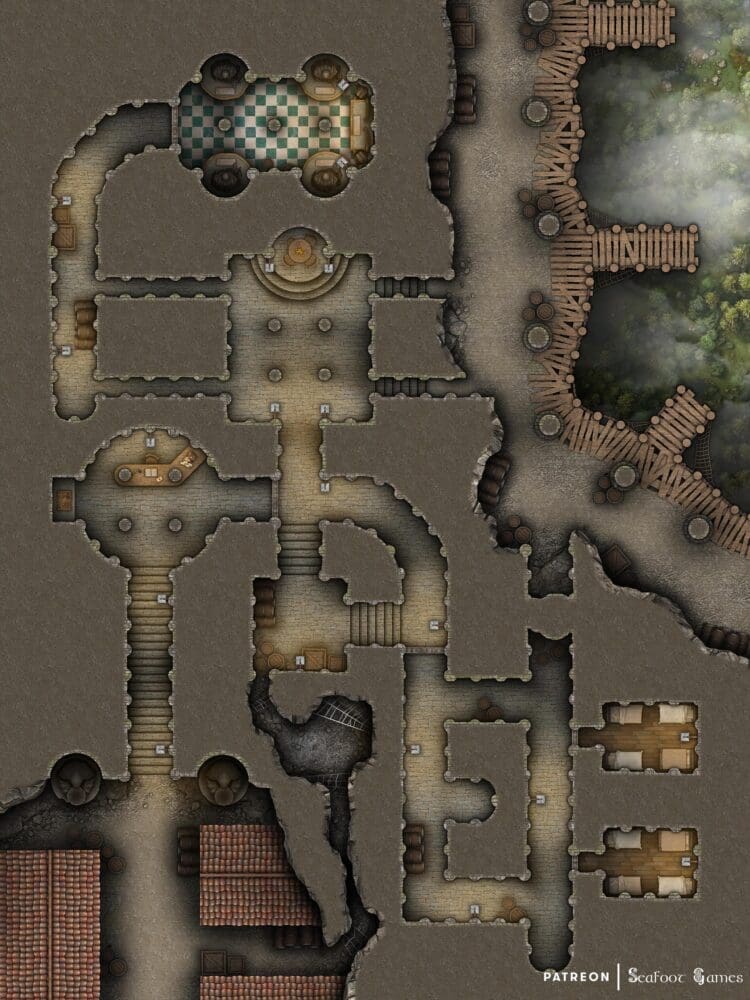 Cliffside Undercity Skydock 40x30 DnD Battlemap & Adventure • Seafoot Games