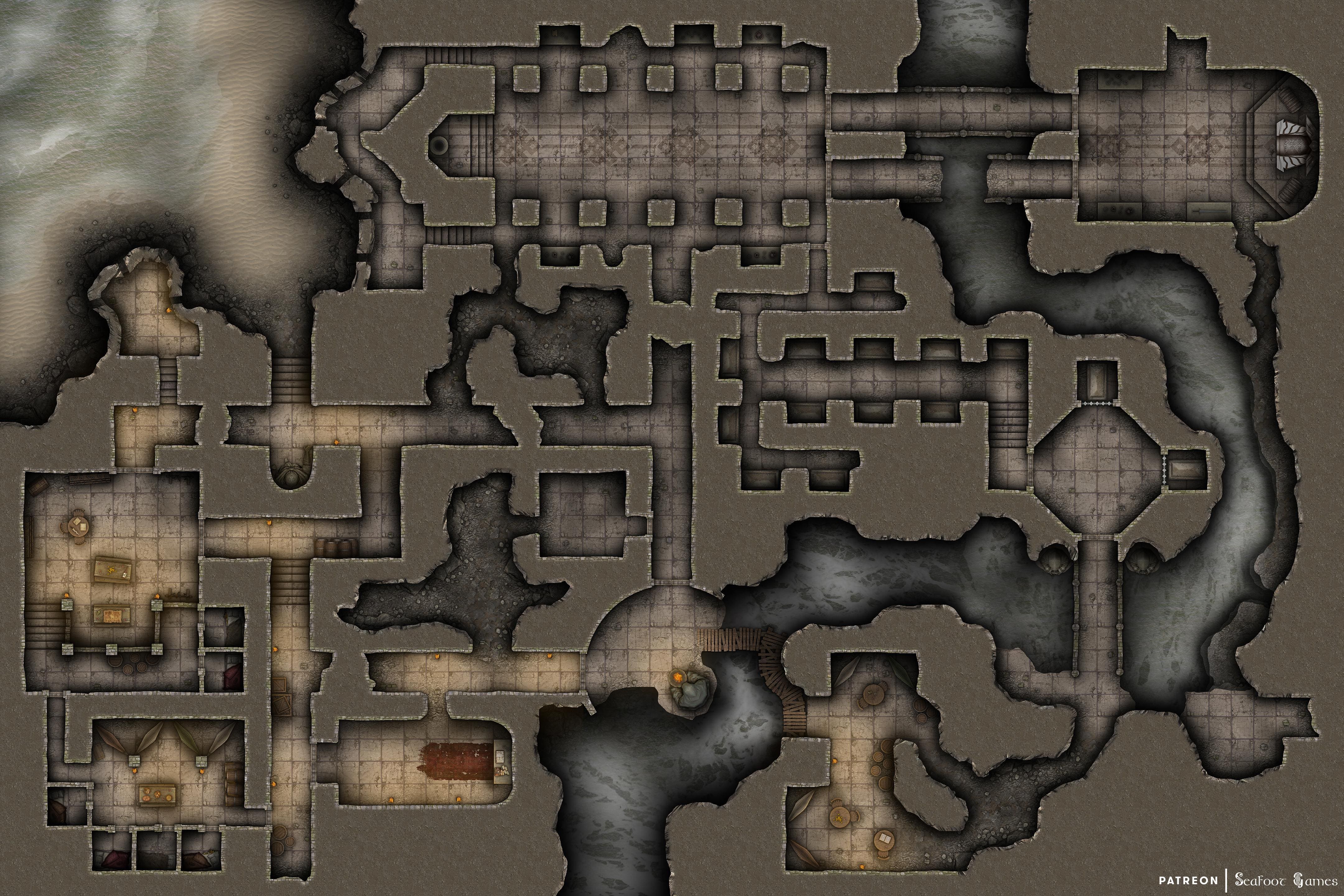 Daggercoast Great Ruins Bandit Hideout 60x40 DnD Battlemap & Adventure ...