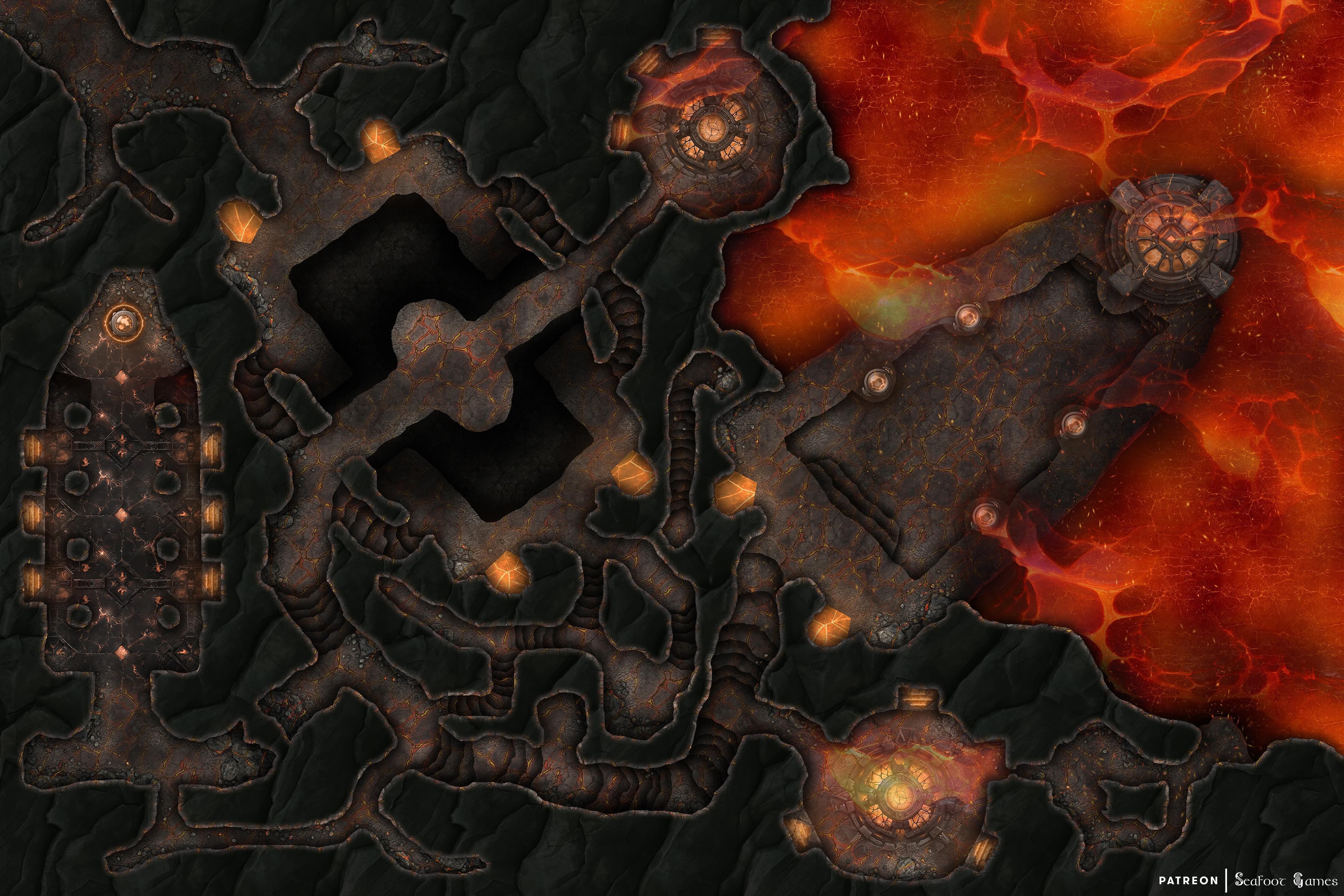 Felforged Stronghold Free 60x40 DnD Battlemap • Seafoot Games