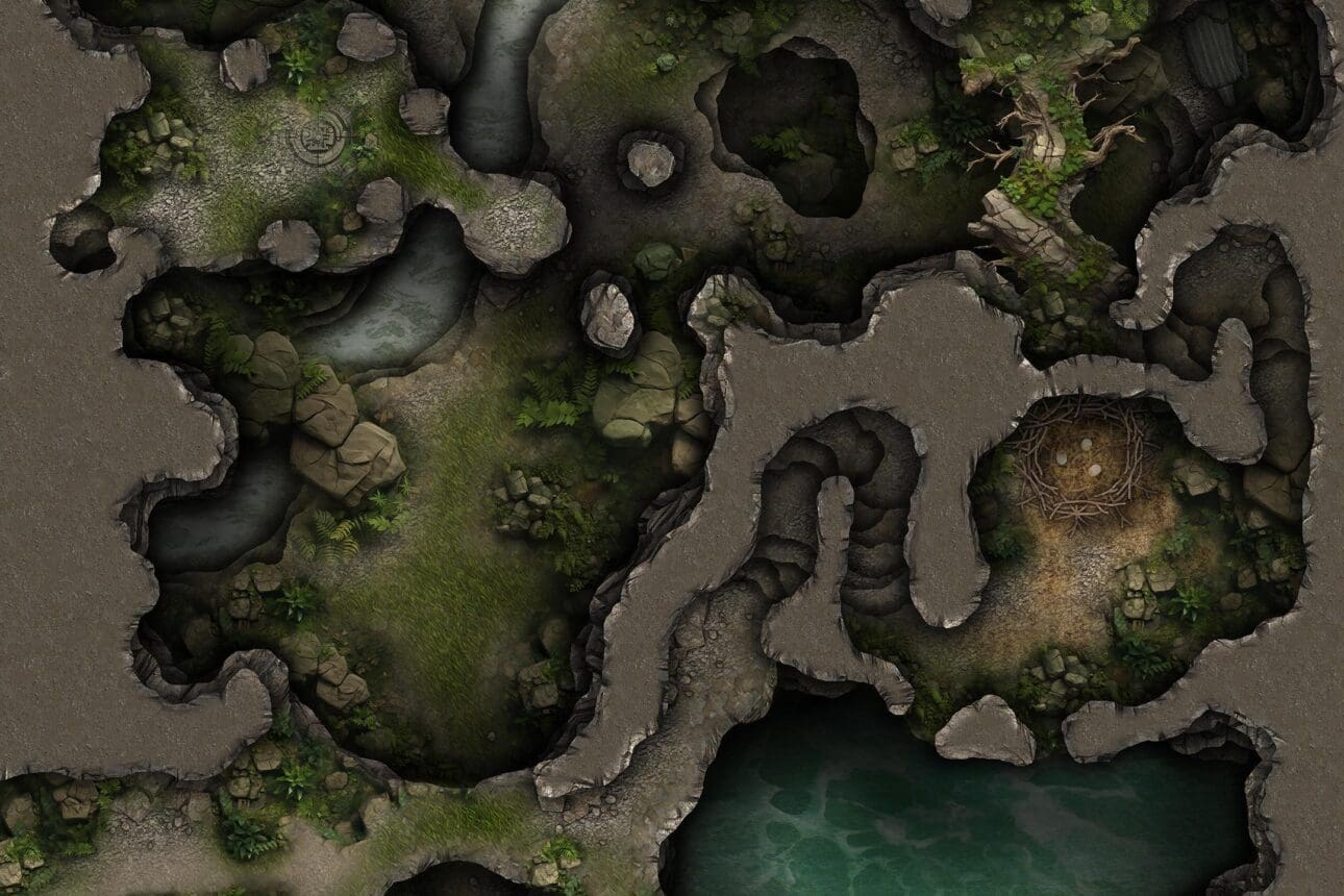 Greenbelt Cavern Lagoons Free 40x30 Multi-Level DnD Battlemap ...