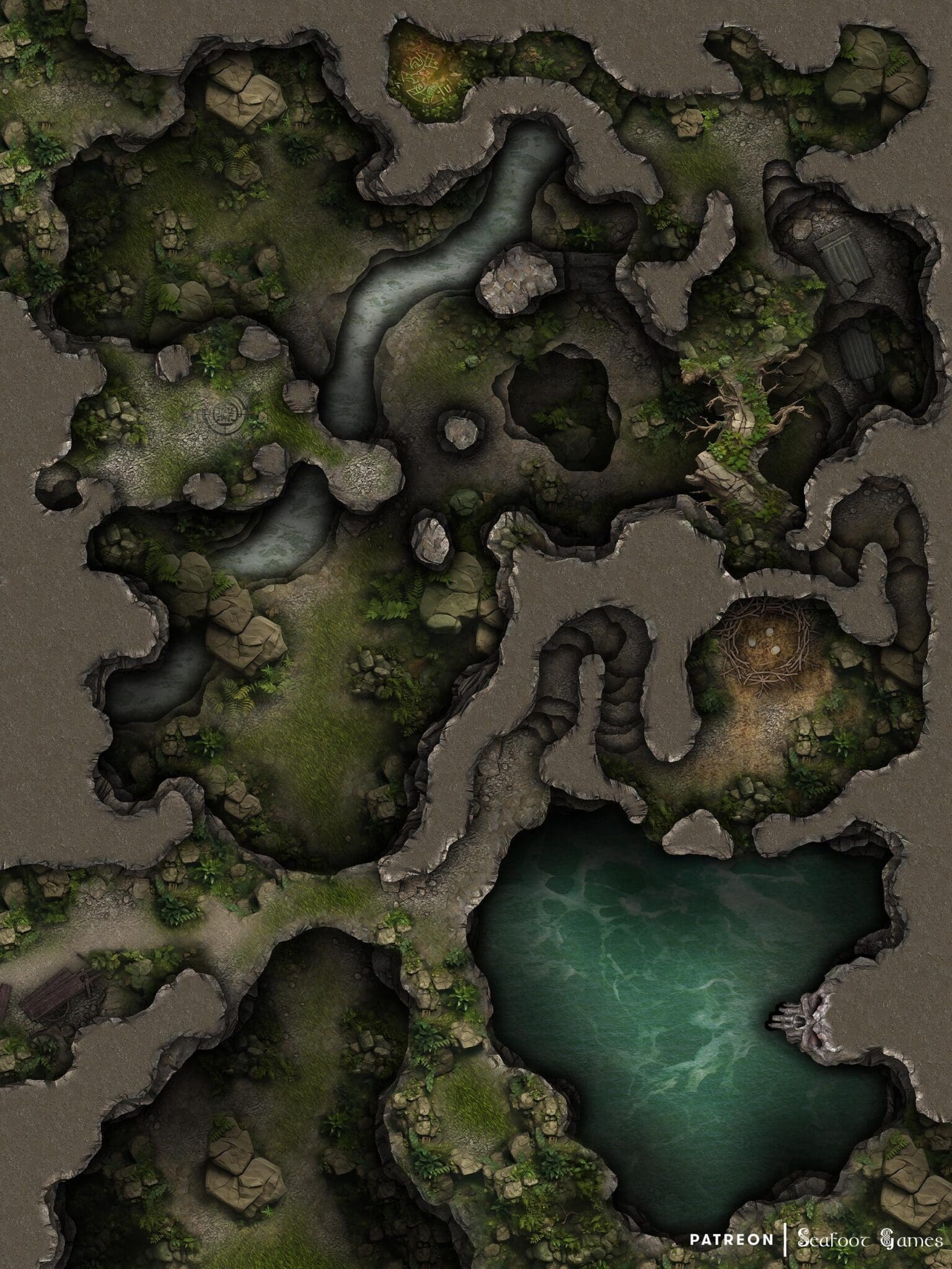Greenbelt Cavern Lagoons Free 40x30 Multi-Level DnD Battlemap ...