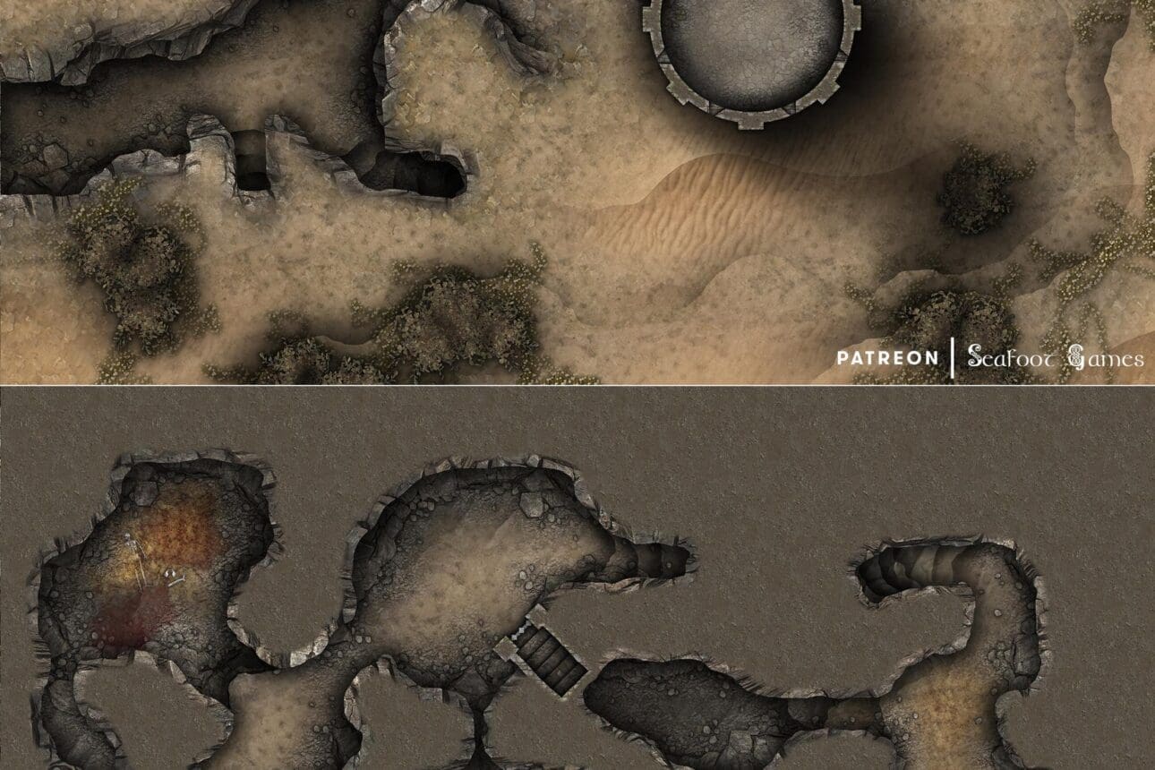 Ruined Desert Outpost Fortress Free 40x30 Multi-Level DnD Battlemap ...